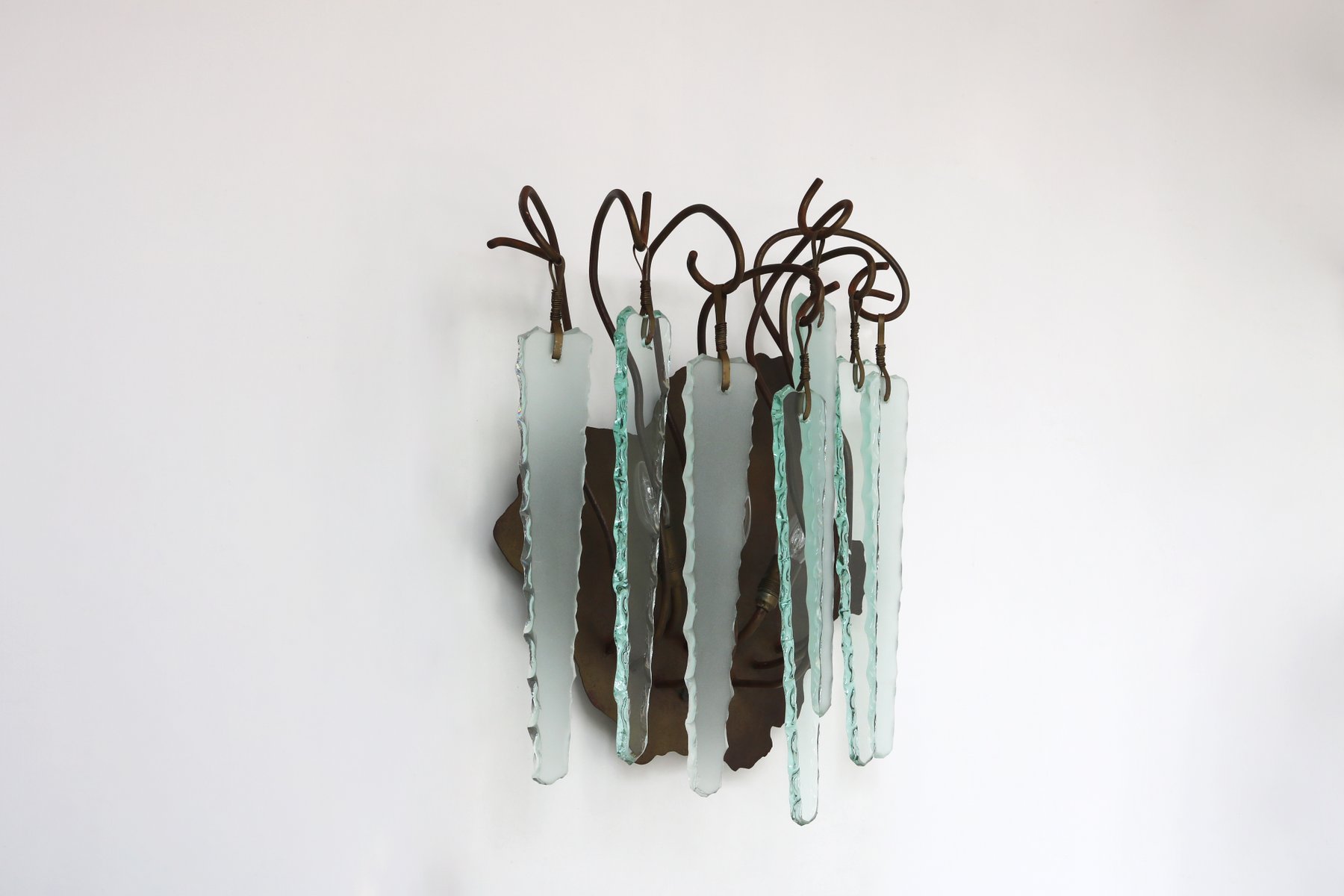 Dutch Handmade Frosted Glass Wall Sconces by Brand van Egmond, 1989 ...