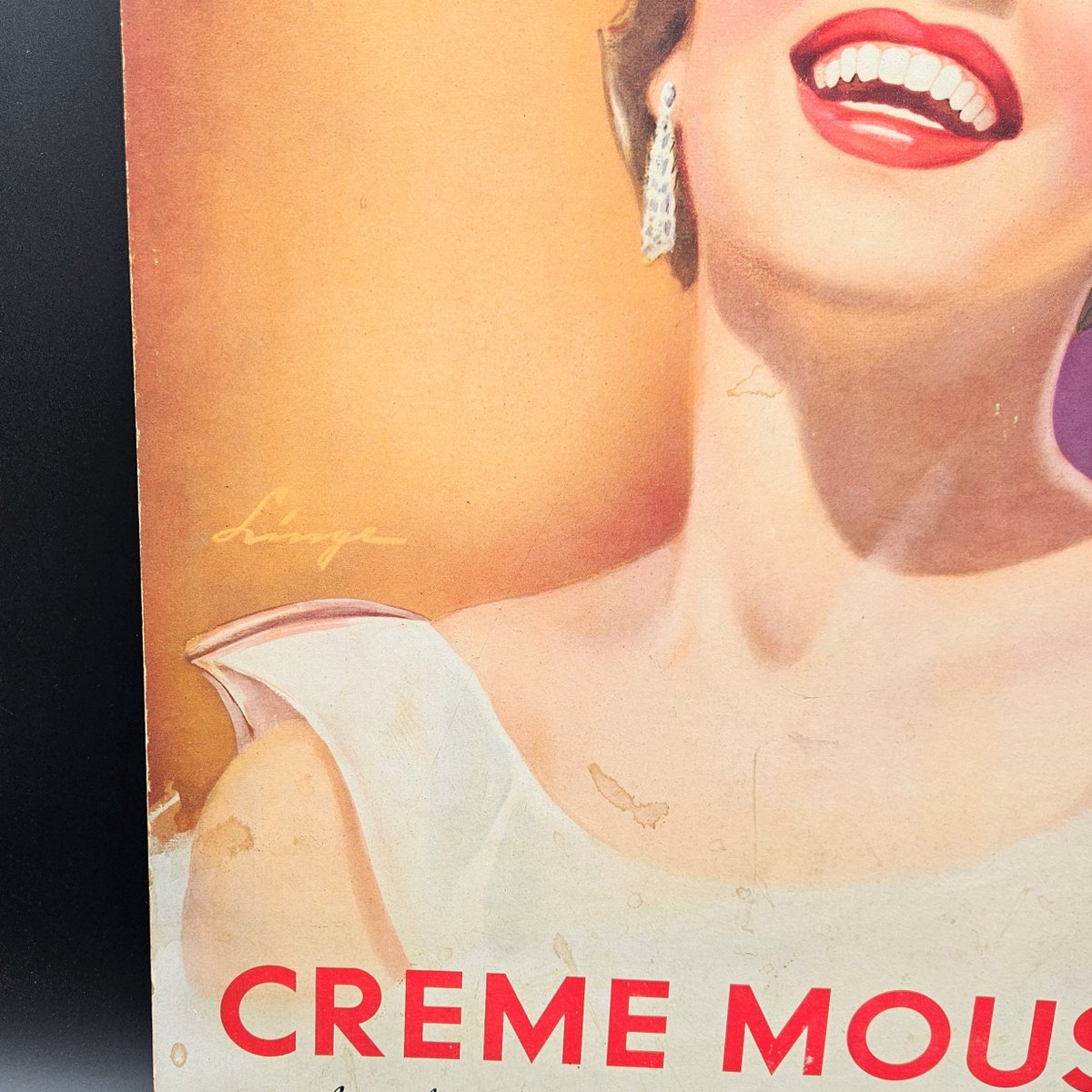 Vintage Advertising Pin Up Cardboard Standee by Creme Mouson, 1950s for ...
