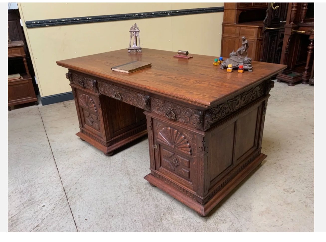 Antique Double-Sided Neo-Renaissance Desk for sale at Pamono