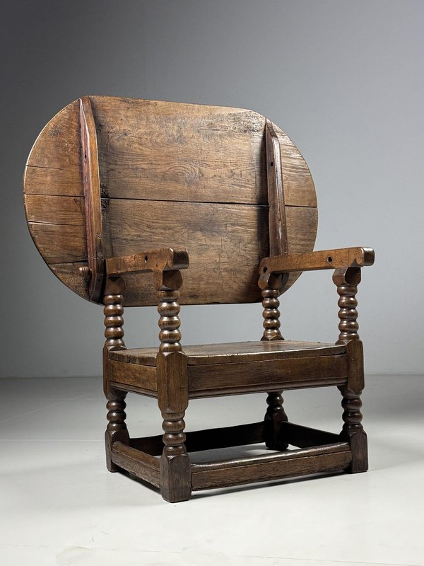 English Monk Chair Table in Oak for sale at Pamono