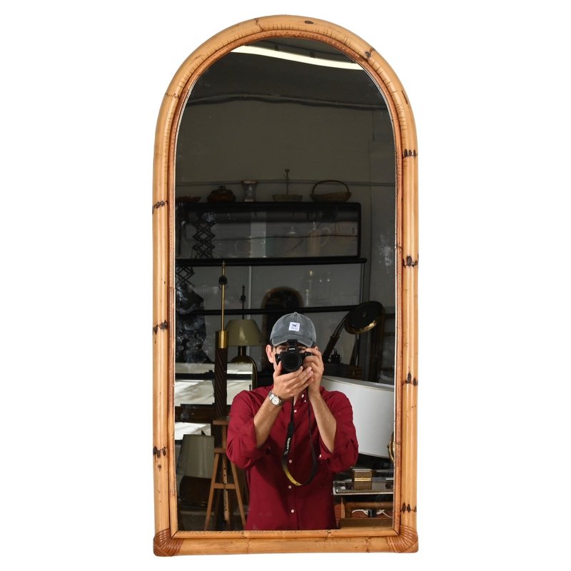Large French Riviera Arch Mirror in Bamboo, Rattan and Wicker, Italy ...