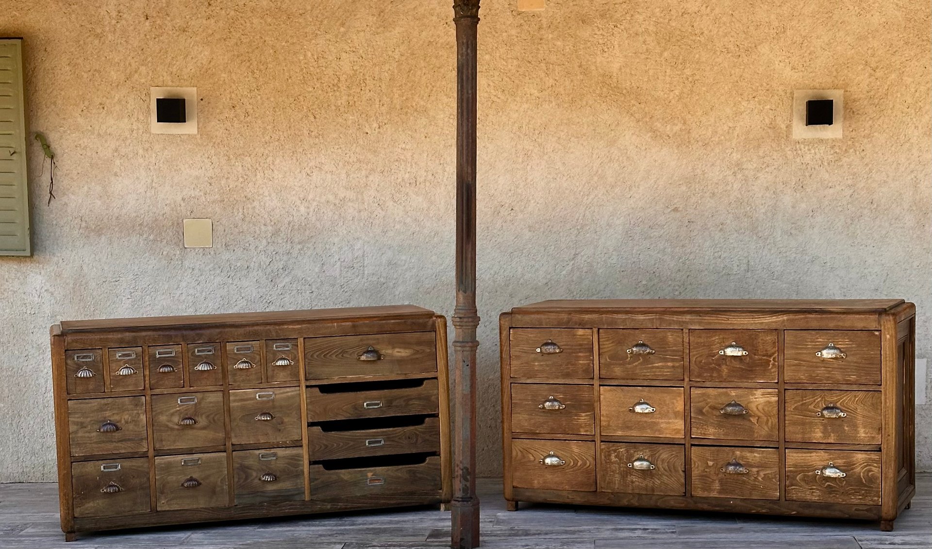 Vintage Counters in Oak, 1920s, Set of 2 for sale at Pamono
