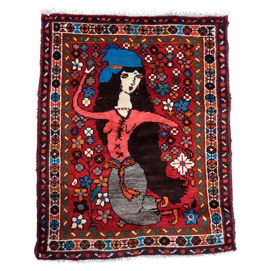 Vintage Persian Handmade Hamadan Rug, 1970s for sale at Pamono