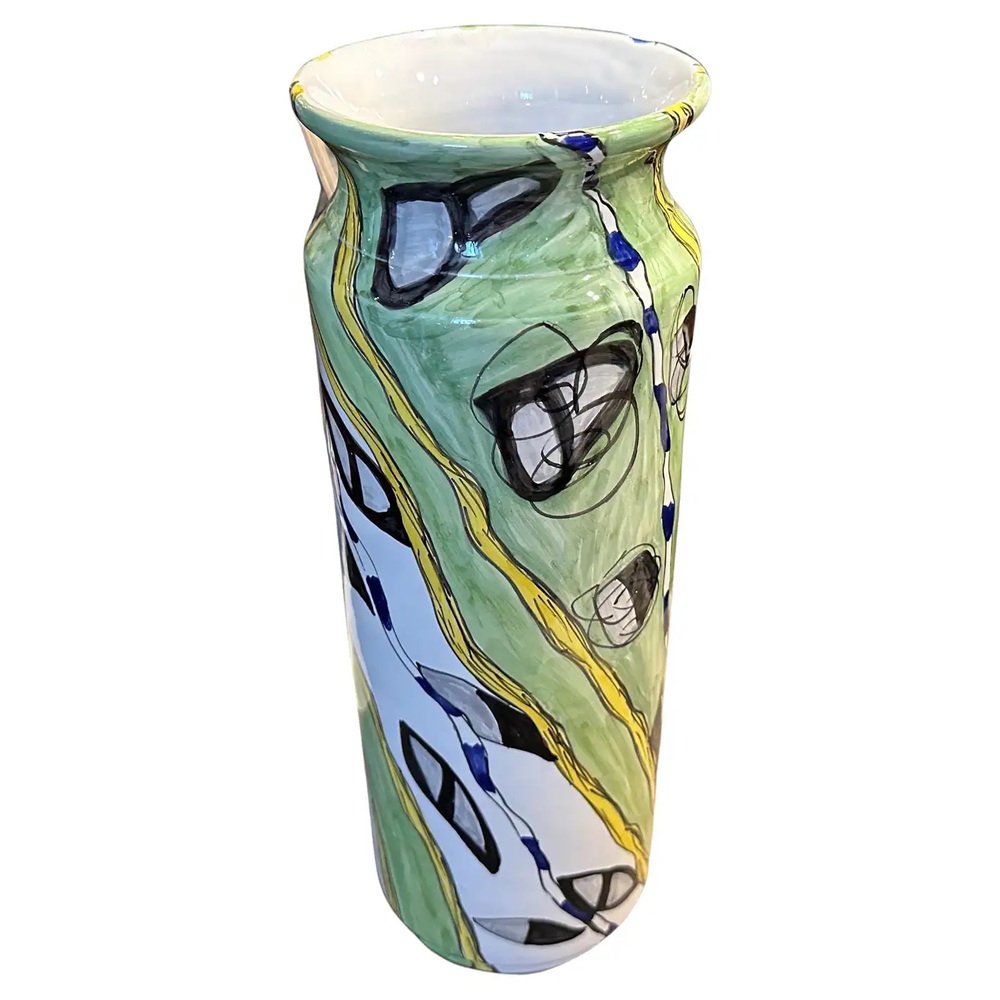 Modern Sicilian Hand-Painted Ceramic Vase from Fiumara Darte, 1980s for ...