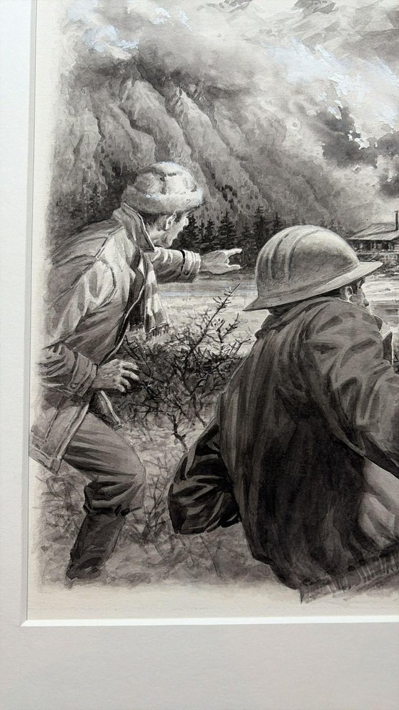 Charles Burki, Oil Rig Disaster Scene, 1974, Gouache & Ink Drawing for ...