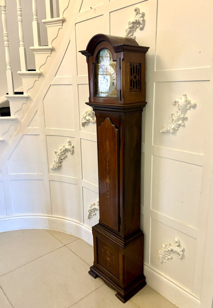 Antique Edwardian Inlaid Mahogany Longcase Clock, 1905 for sale at Pamono