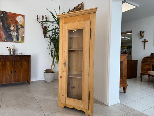 Rustic Corner Display Cabinet in Wood for sale at Pamono