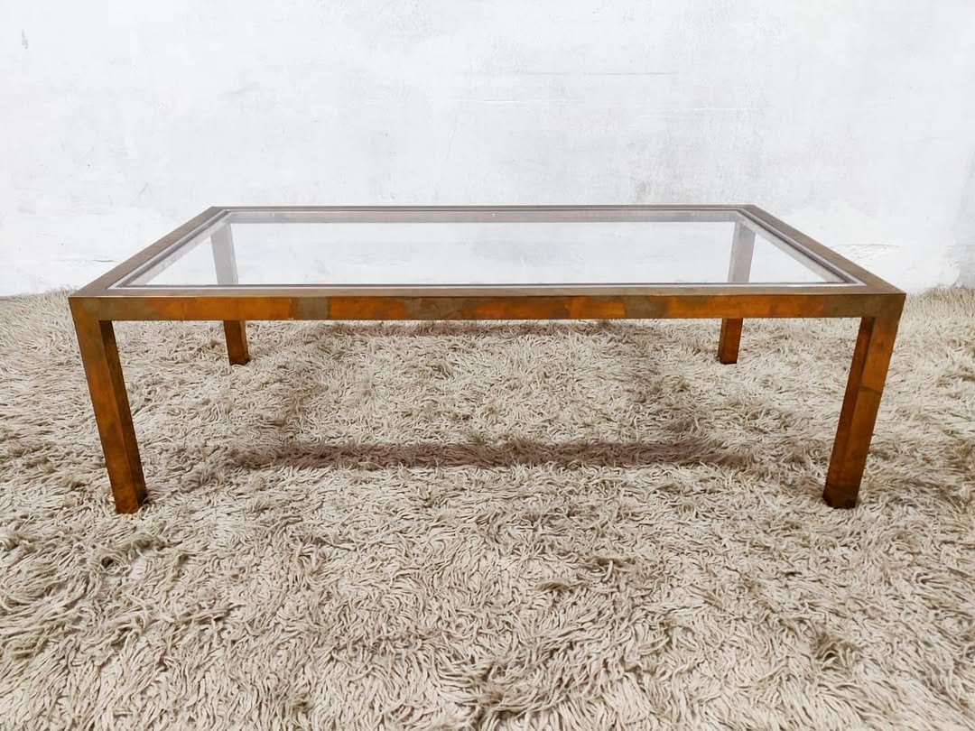 Coffee Table in Nickel-Plated Brass, 1970s for sale at Pamono