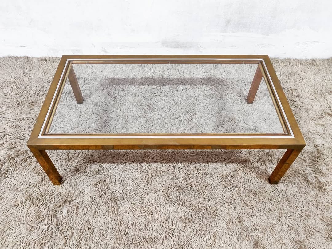 Coffee Table in Nickel-Plated Brass, 1970s for sale at Pamono