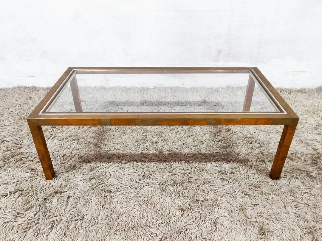 Coffee Table in Nickel-Plated Brass, 1970s for sale at Pamono