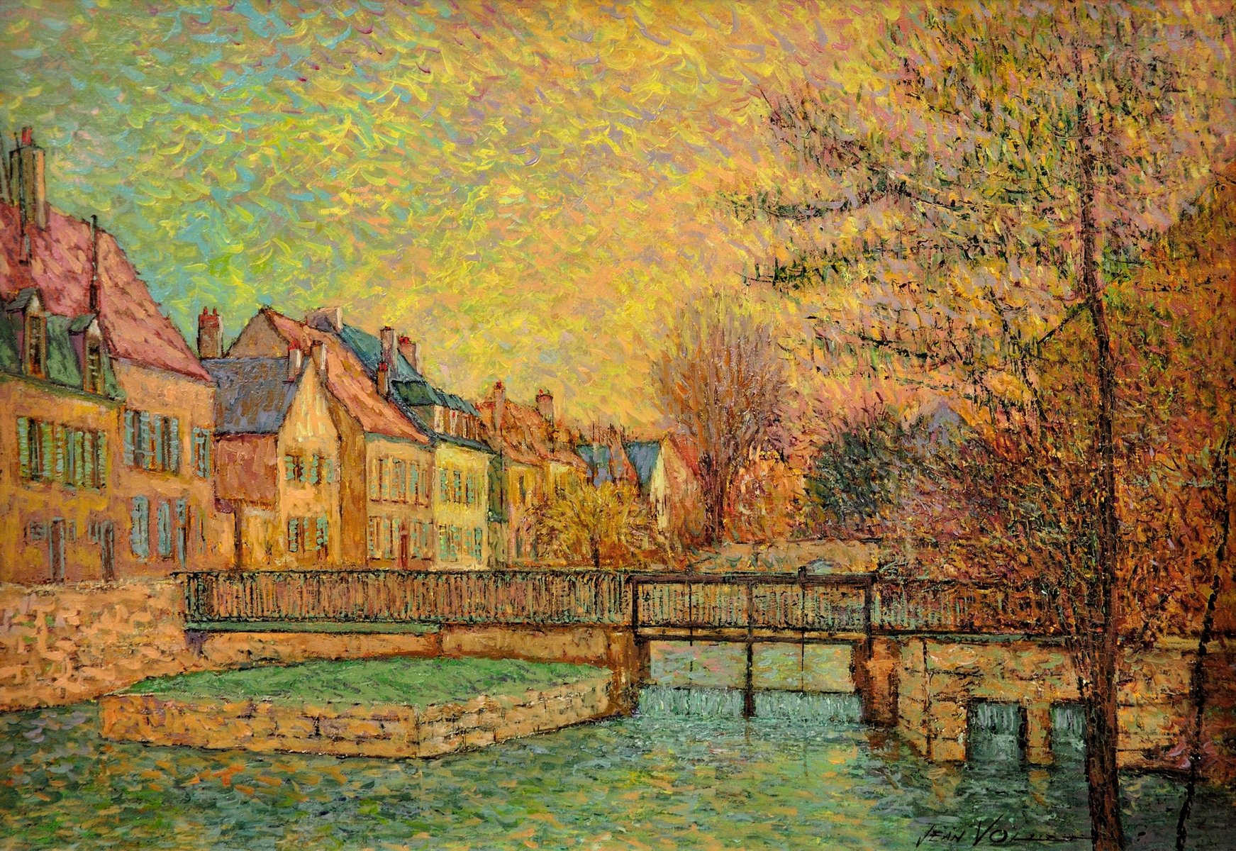 Jean Vollet, The River Eure, The Quarter of Chartres, Oil Painting ...