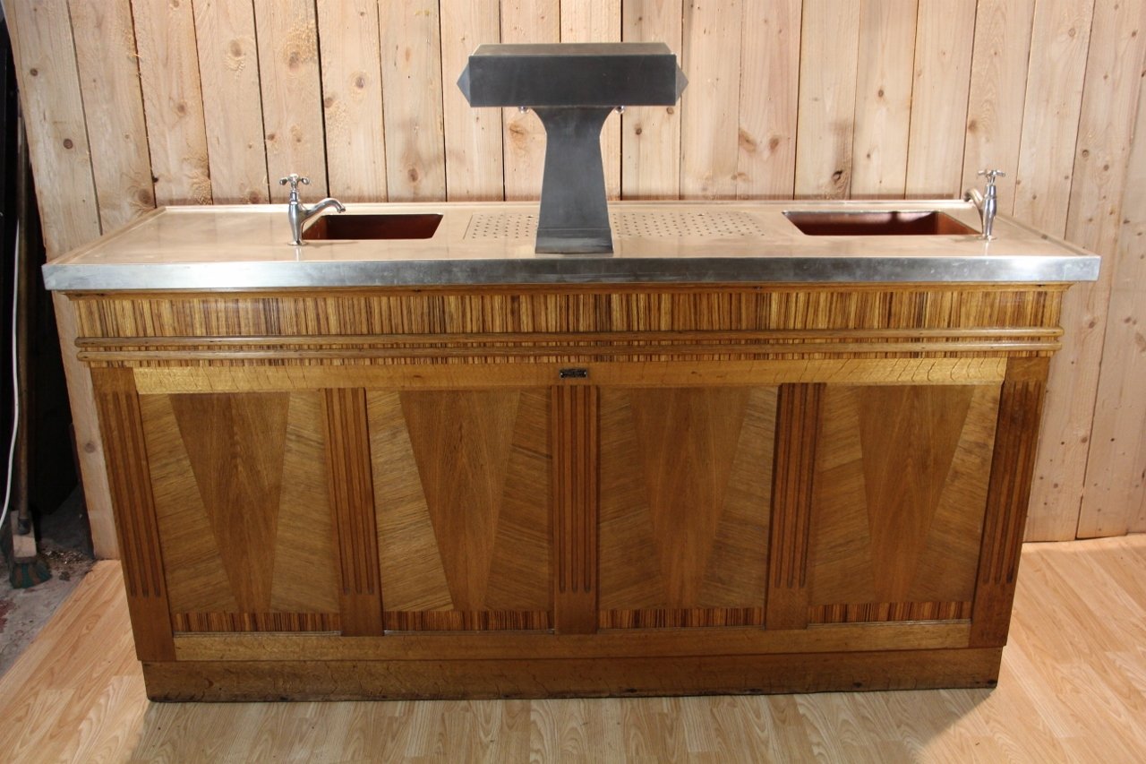 Art Deco Bistrot Bar with Zinc Top, 1930s for sale at Pamono