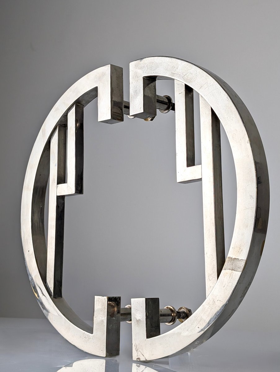 Art Deco Geometric Drawer Pulls in Chrome-Plated Metal, 1920s, Set of 2 ...