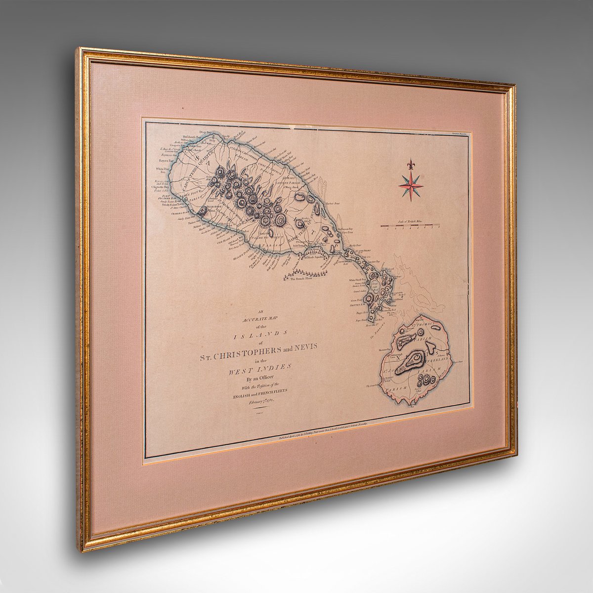 Antique Georgian English Cartography St Christopher & Nevis Map, 1780s ...