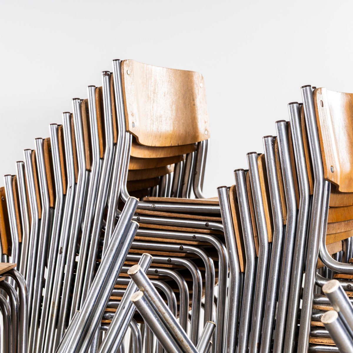 Stacking University Dining Chairs with Chrome Frames, 1970s, Set of 4 ...