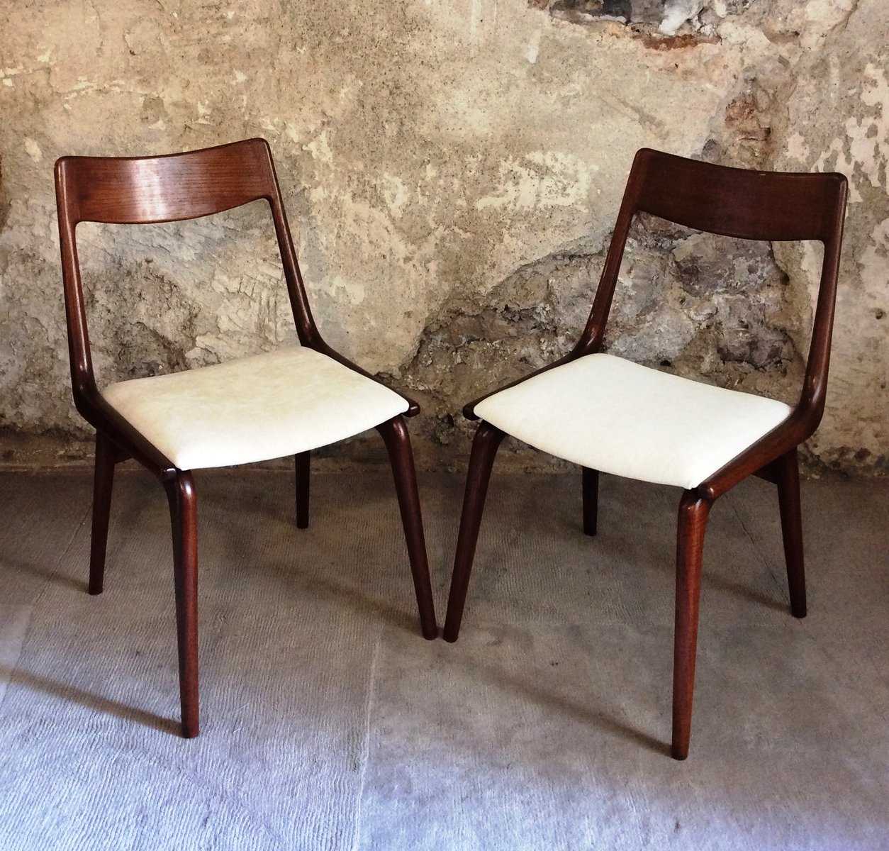 Chaises Boomerang Mod 370 par Alfred Christensen pour Slagelse, 1950s, Set de 4 en vente sur Pamono