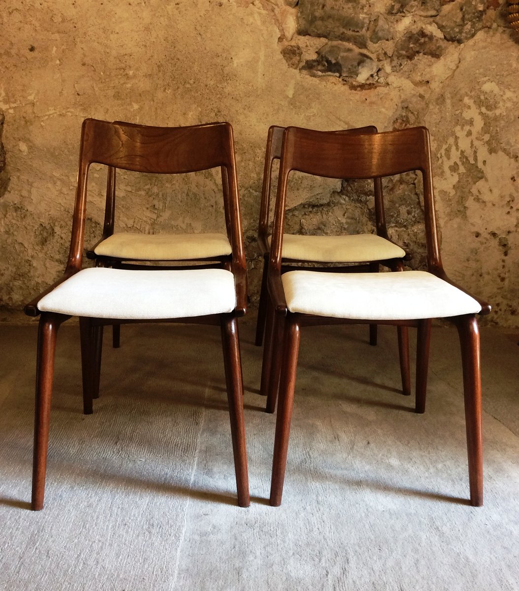 Chaises Boomerang Mod 370 par Alfred Christensen pour Slagelse, 1950s, Set de 4 en vente sur Pamono