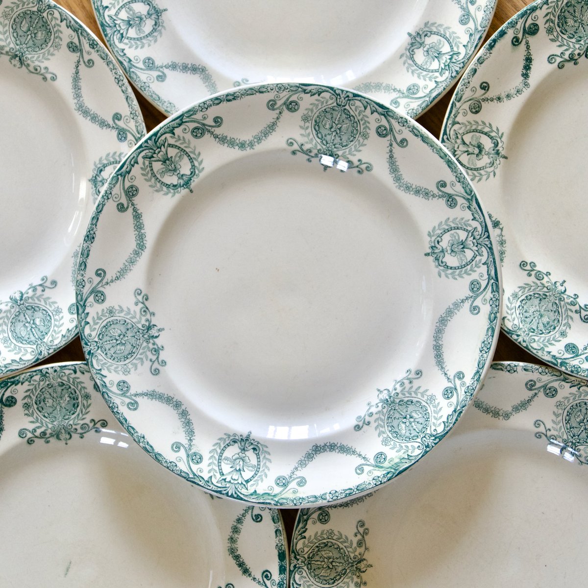 Antique French Plates from Longwy, 1840, Set of 6 for sale at Pamono