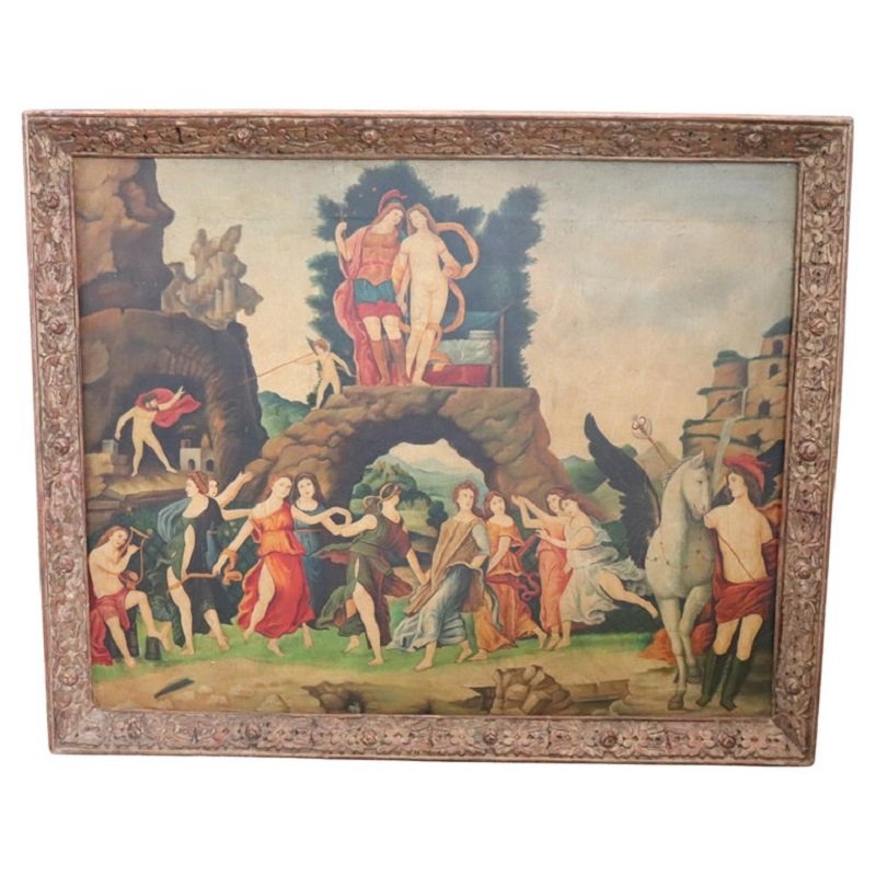 Mythological Scene, Large Oil Painting on Canvas, 20th Century, Framed ...