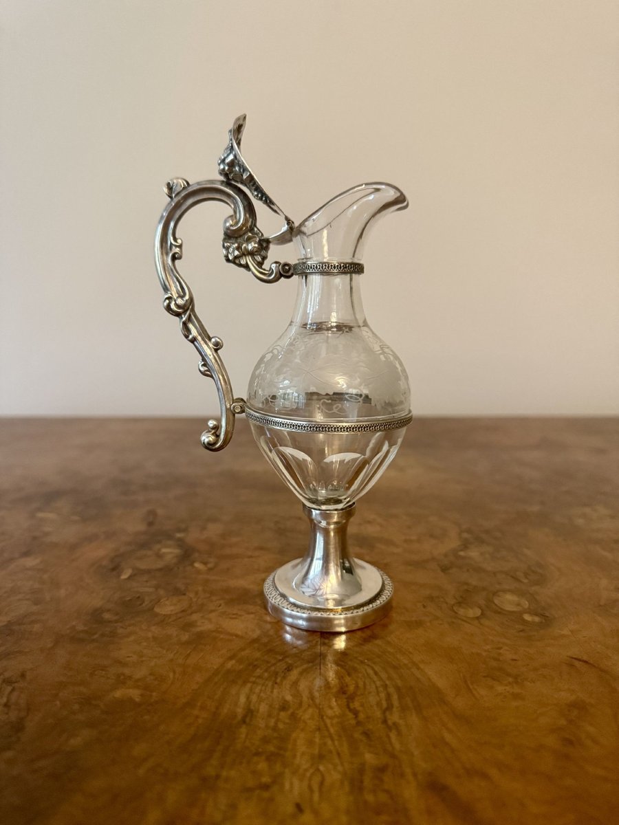 Antique French Silver and Glass Ewer, 1860 for sale at Pamono