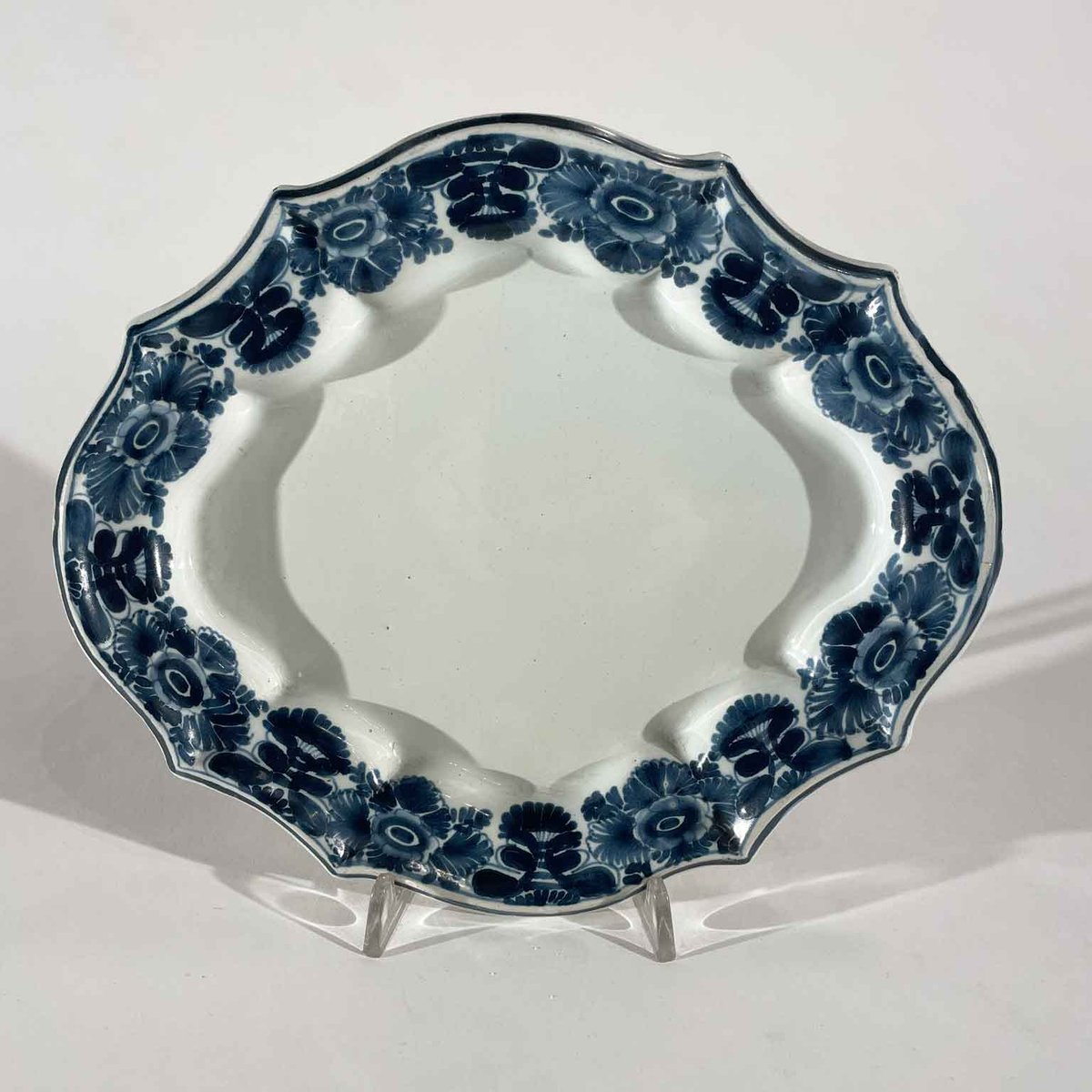 Italian Majolica Faenza Plates with Blue Floral Decor, 18th Century ...