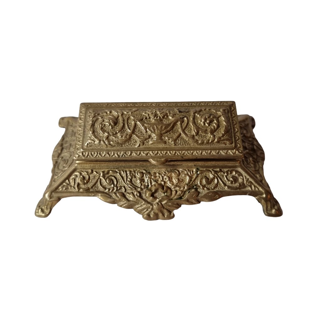 Art Nouveau Style Brass Stamp Tray, 1970s for sale at Pamono