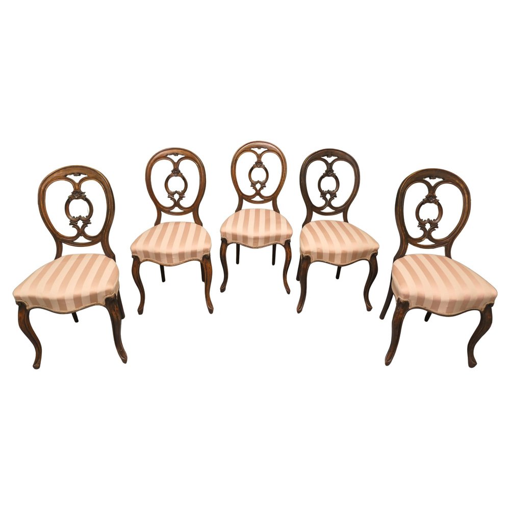 Victorian Balloon Back Dining Chairs, Set of 5 for sale at Pamono