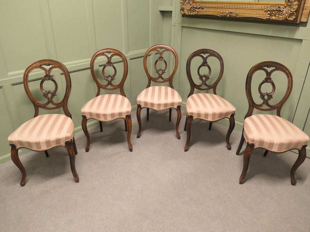 Victorian Balloon Back Dining Chairs, Set of 5 for sale at Pamono