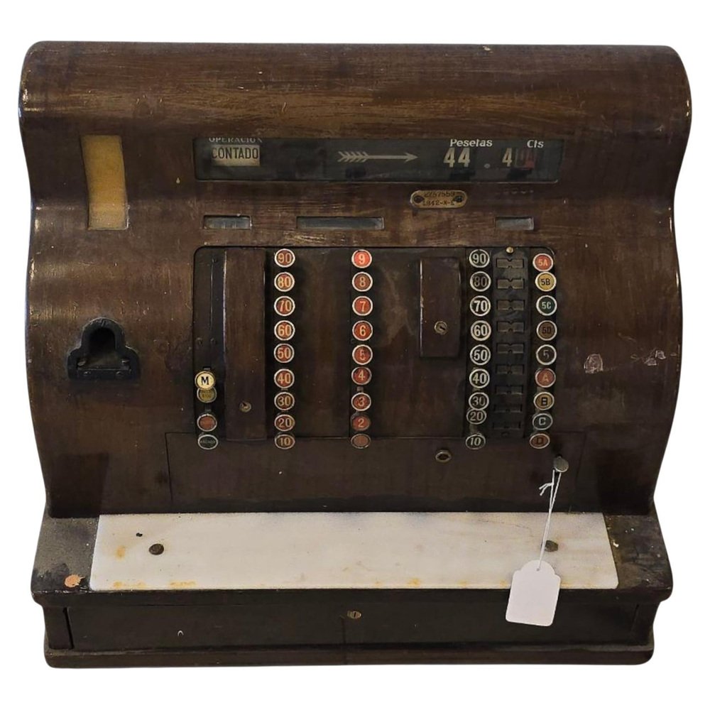 Mid-Century Red Painted Brass Cash Register from National, 1960s for ...