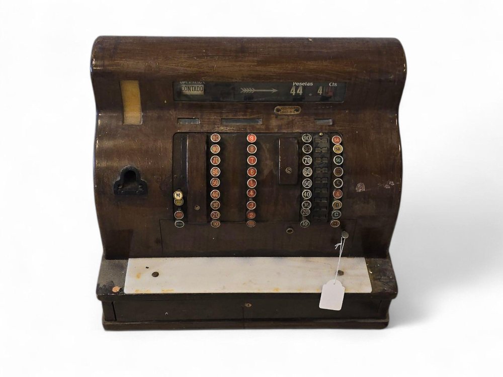 Mid-Century Red Painted Brass Cash Register from National, 1960s for ...