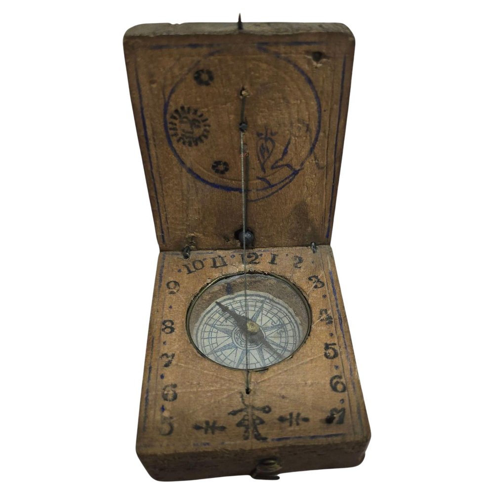 Portable Wooden Sundial, 1890 for sale at Pamono