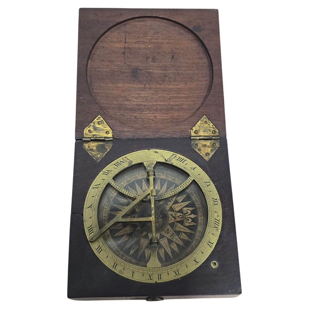 Portable Sundial in Wooden Case, 1880s for sale at Pamono