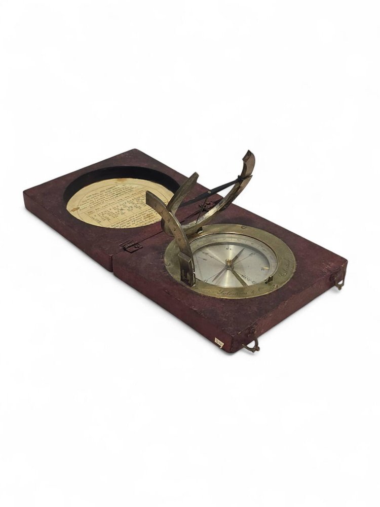 Portable Sundial in Wooden Case, 1880s for sale at Pamono