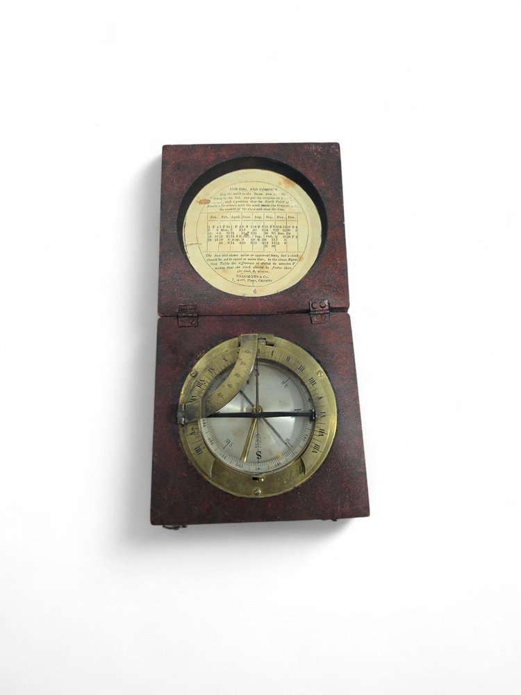 Portable Sundial in Wooden Case, 1880s for sale at Pamono