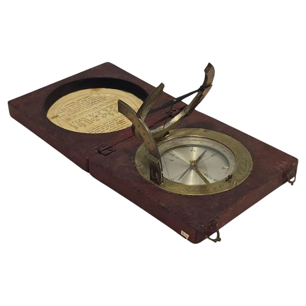 Portable Sundial in Wooden Case, 1880s for sale at Pamono