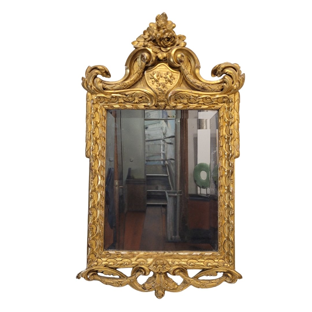 Napoleon III Wall Mirror with Coat of Arms in Carved and Gilded Wood ...