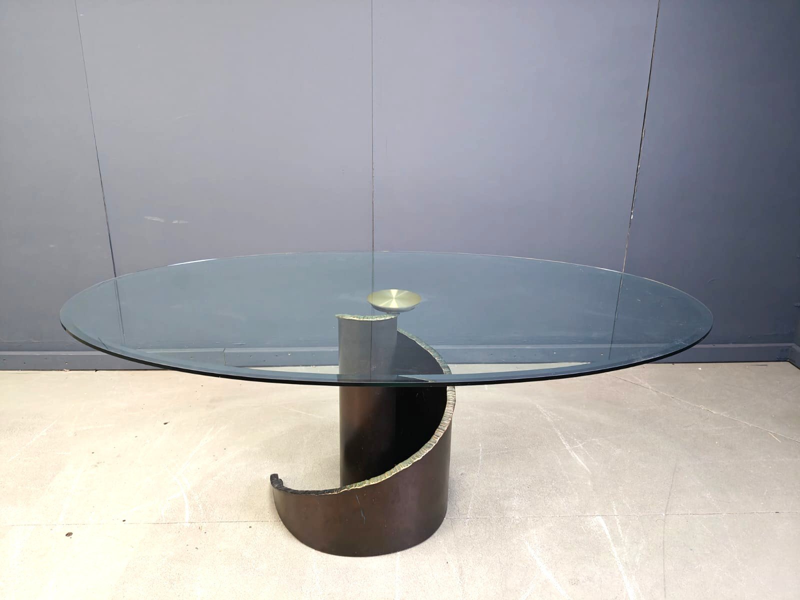 Brutalist Glass and Bronze Dining Table by Barilone for Roche Bobois ...