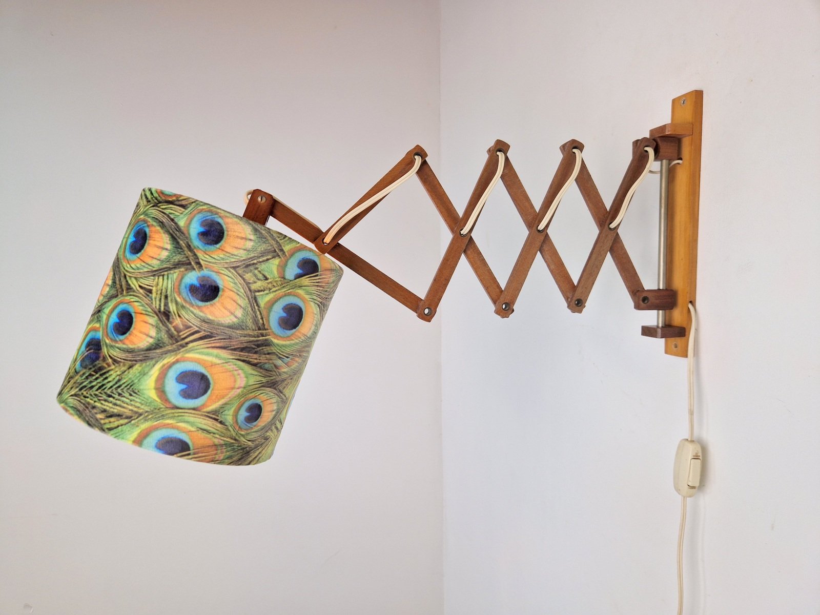 Mid-Century Modern Danish Extendable Scissor Wall Lamp in Teak, 1960s ...