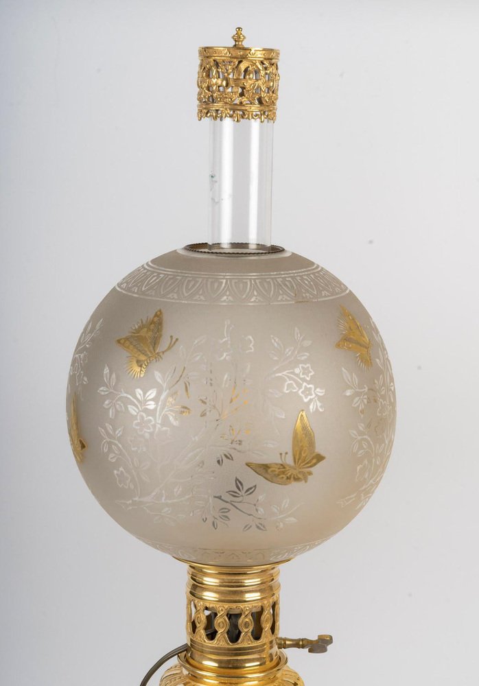 Napoleon III Gilt Bronze and Porcelain Oil Lamps, Set of 2 for sale at ...