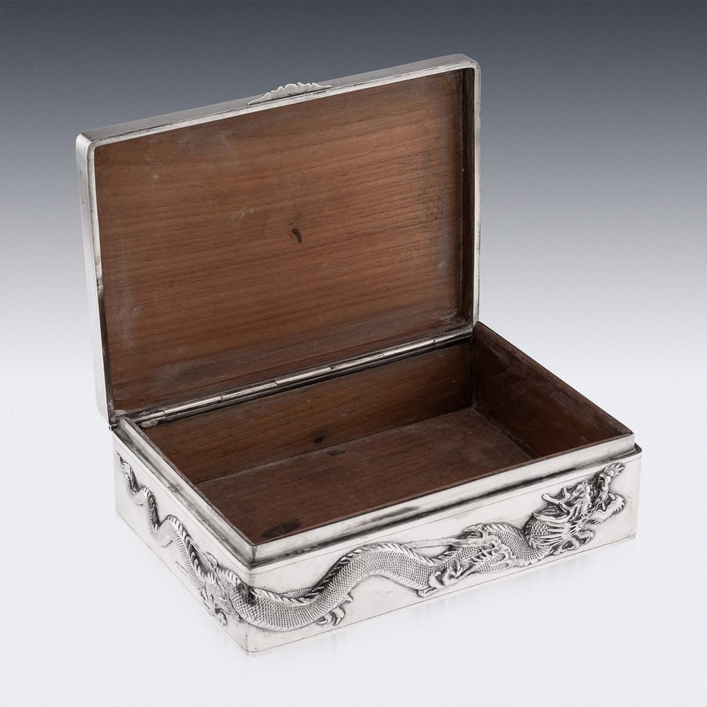 Antique 20th Century Chinese Silver Dragon Cigar Box, Shanghai, Zeewo ...