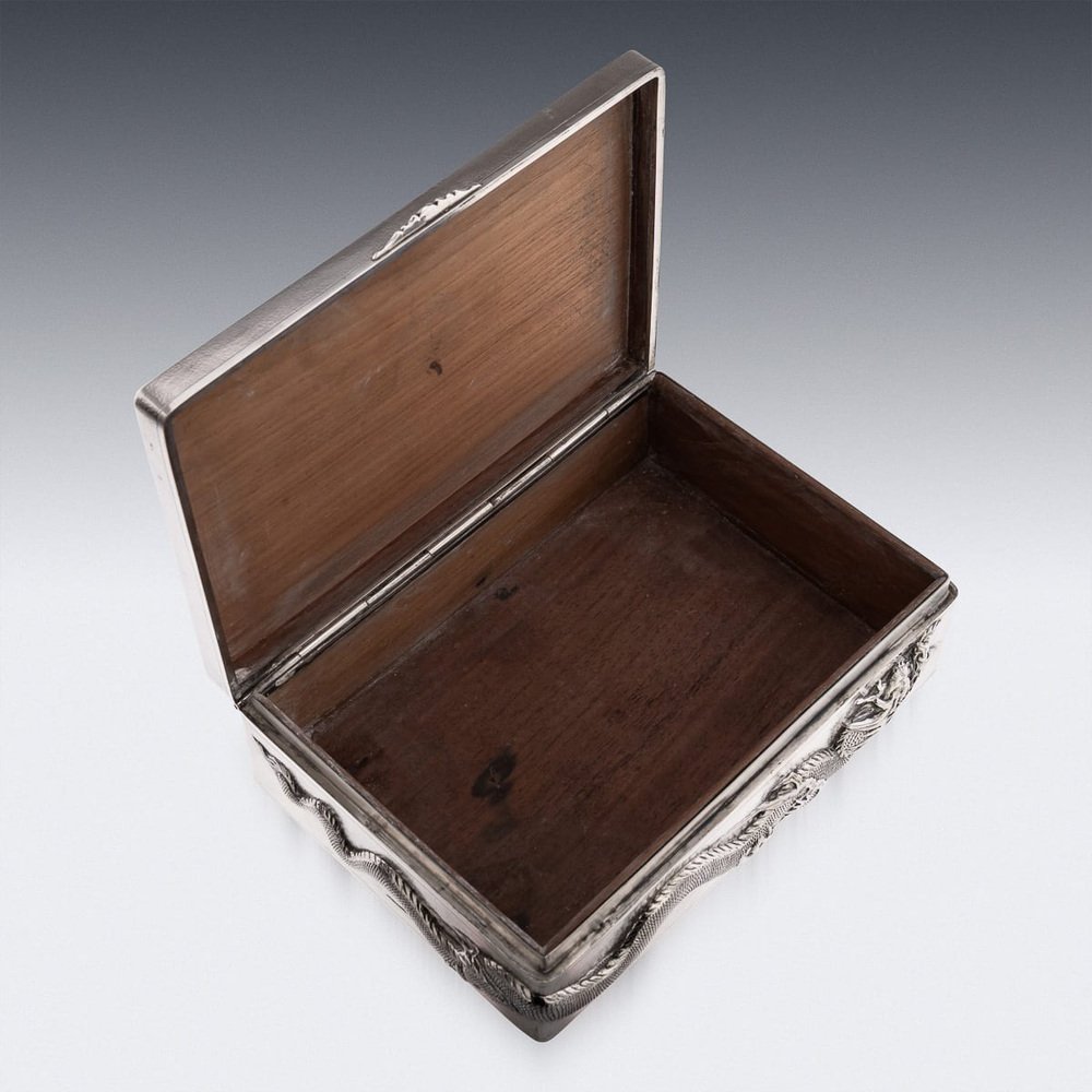 Antique 20th Century Chinese Silver Dragon Cigar Box, Shanghai, Zeewo ...