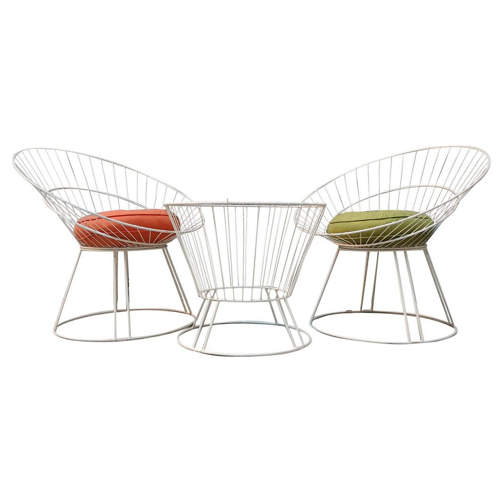 French Iron Hoop Garden Coffee Table and Chairs, 1950s-1960s, Set of 3 ...
