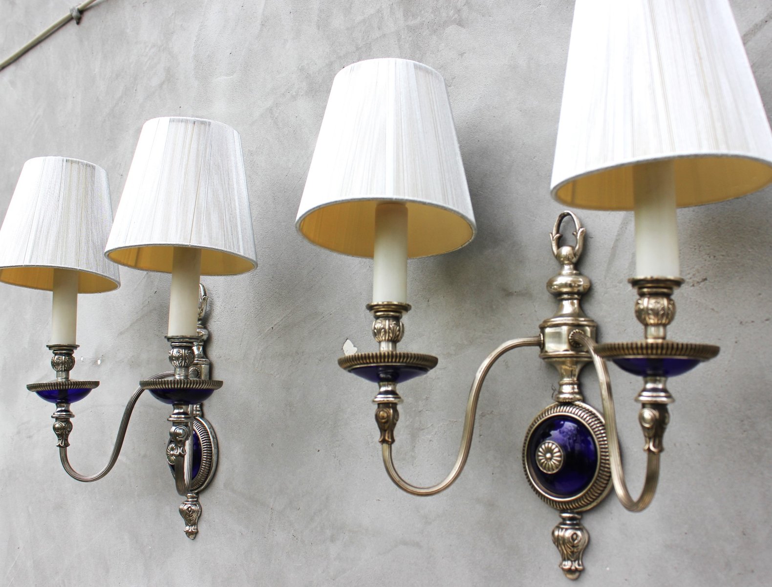 Mid-20th Century Nickel and Cobalt Blue Wall Sconces, Europe, 1950s ...