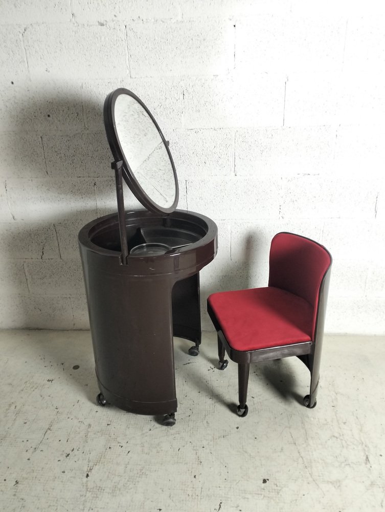 Silvi Red Vanity Table on Wheels with Chair from Studio Kastilia, 1970s ...