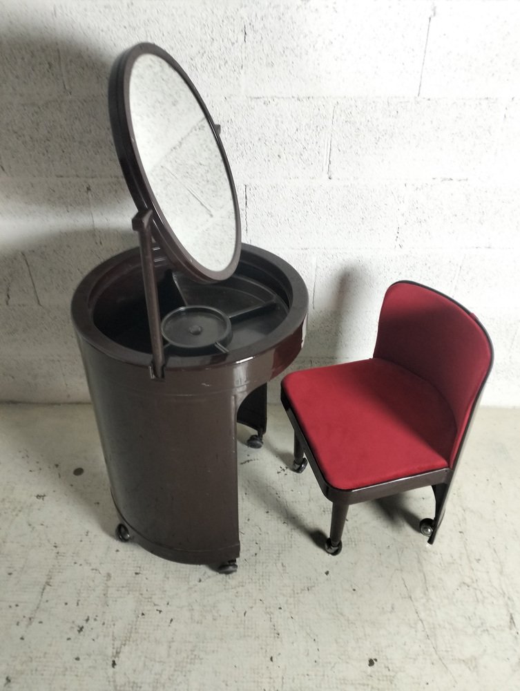 Silvi Red Vanity Table on Wheels with Chair from Studio Kastilia, 1970s ...
