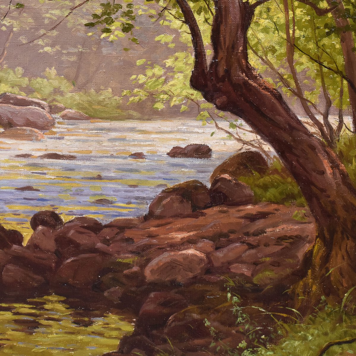 René Charles Edmond His, Paysage avec rivière, Début des années 1900 ...