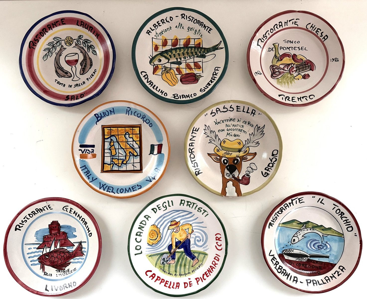 Mid-Century Modern Italian Ceramic Dinner Plates, 1980s, Set of 8 for ...