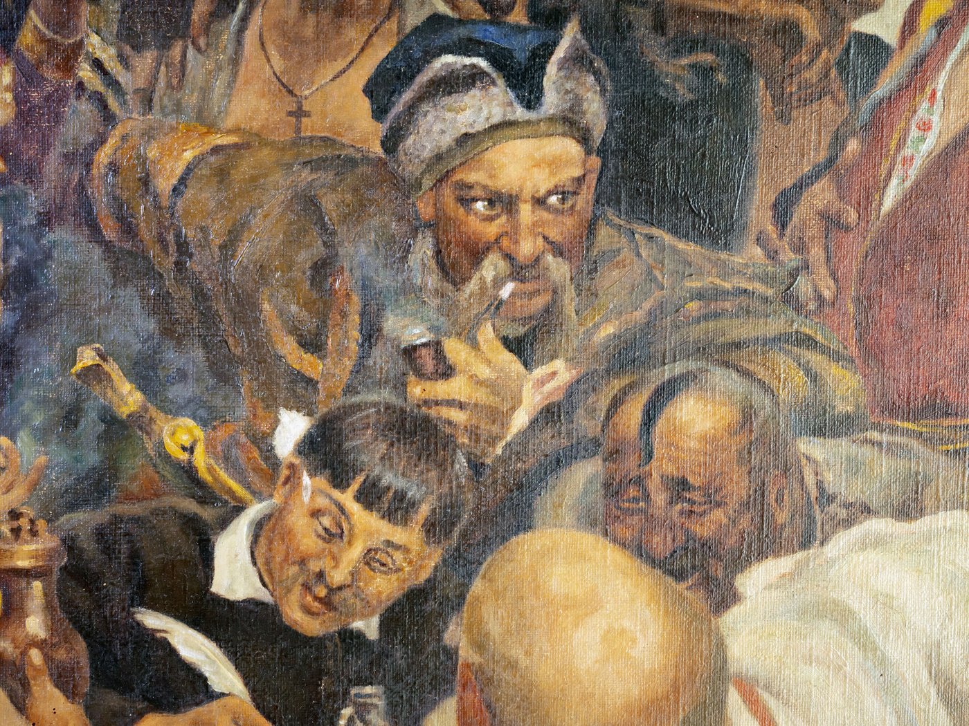 Nikolai Bakulin, Zaporozhian's Letter to Turkish Sultan, 1930s, Oil on ...