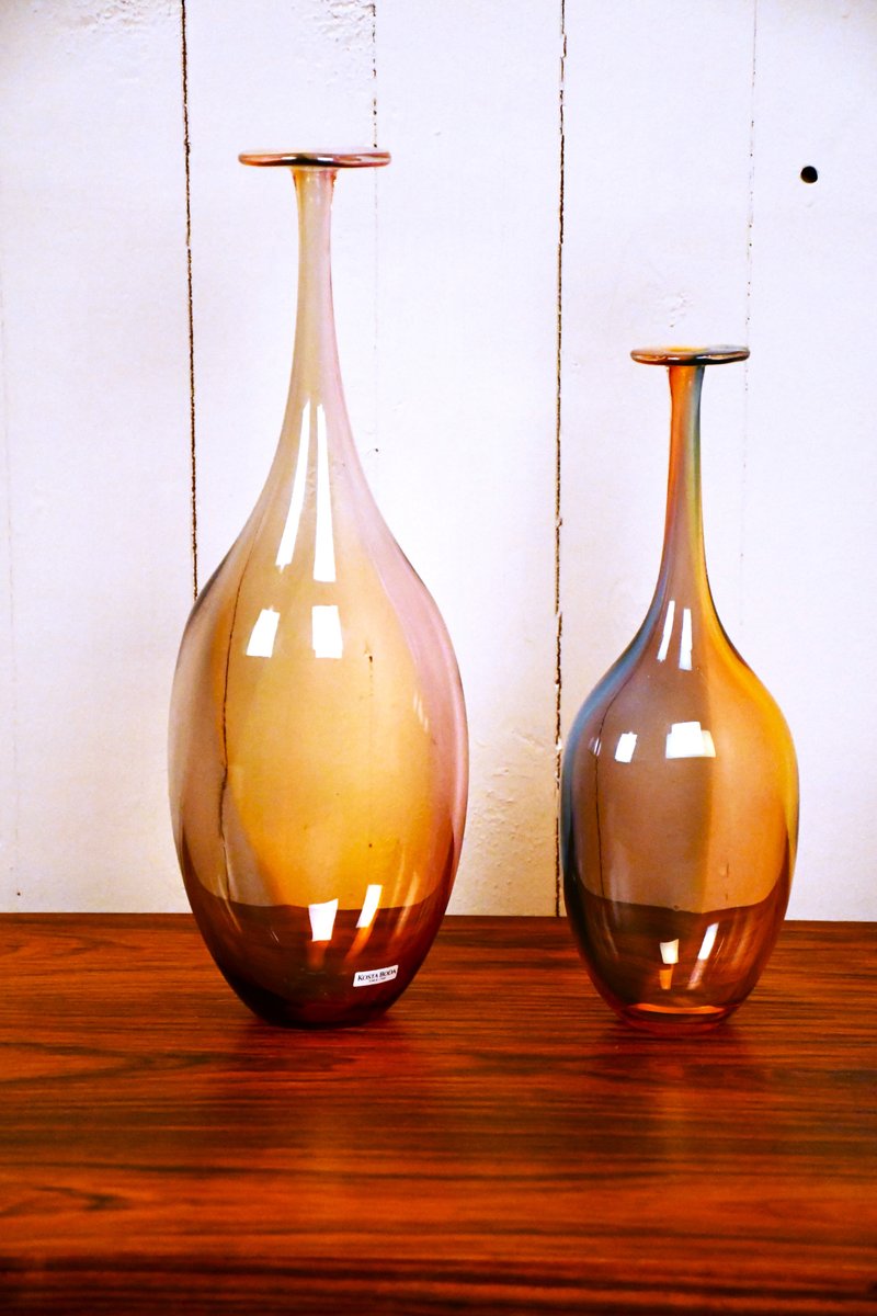 Swedish Handblown Art Glass Bottle Vases by Kjell Engman for Kosta Boda ...