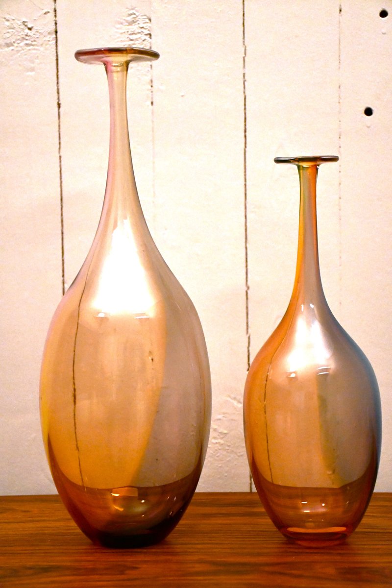 Swedish Handblown Art Glass Bottle Vases by Kjell Engman for Kosta Boda ...